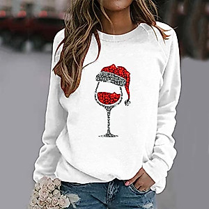 Ugly Christmas Sweatshirt Shirts for Women Waistcoat Vest for Women Sweatshirts Tops Shirts Christmas t-Shirt Women tee Shirts Velvet Vest Long Balloon Sleeve Black Rhinestone top one Shoulder
