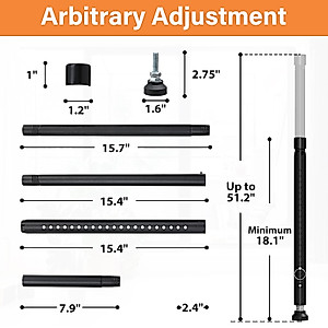 BsBsBest Window Security Bars Inside Adjustable 18 to 51 Inch Sliding Door Security Bar interior Black 1 Pack Window Locks Security up and Down Window Bars Security Extendable