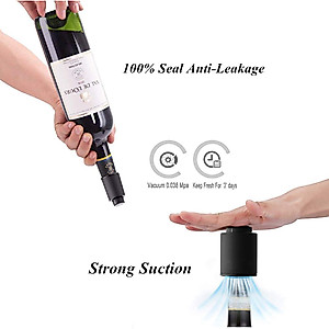 Z-oneMart 2 Pack Wine Bottle Stopper Vacuum with Time Scale Record, Vacuum Champagne Stoppers, Reusable Wine Preserver Bottle Saver, Wine Corks Keep Fresh, Fits Any Bottle