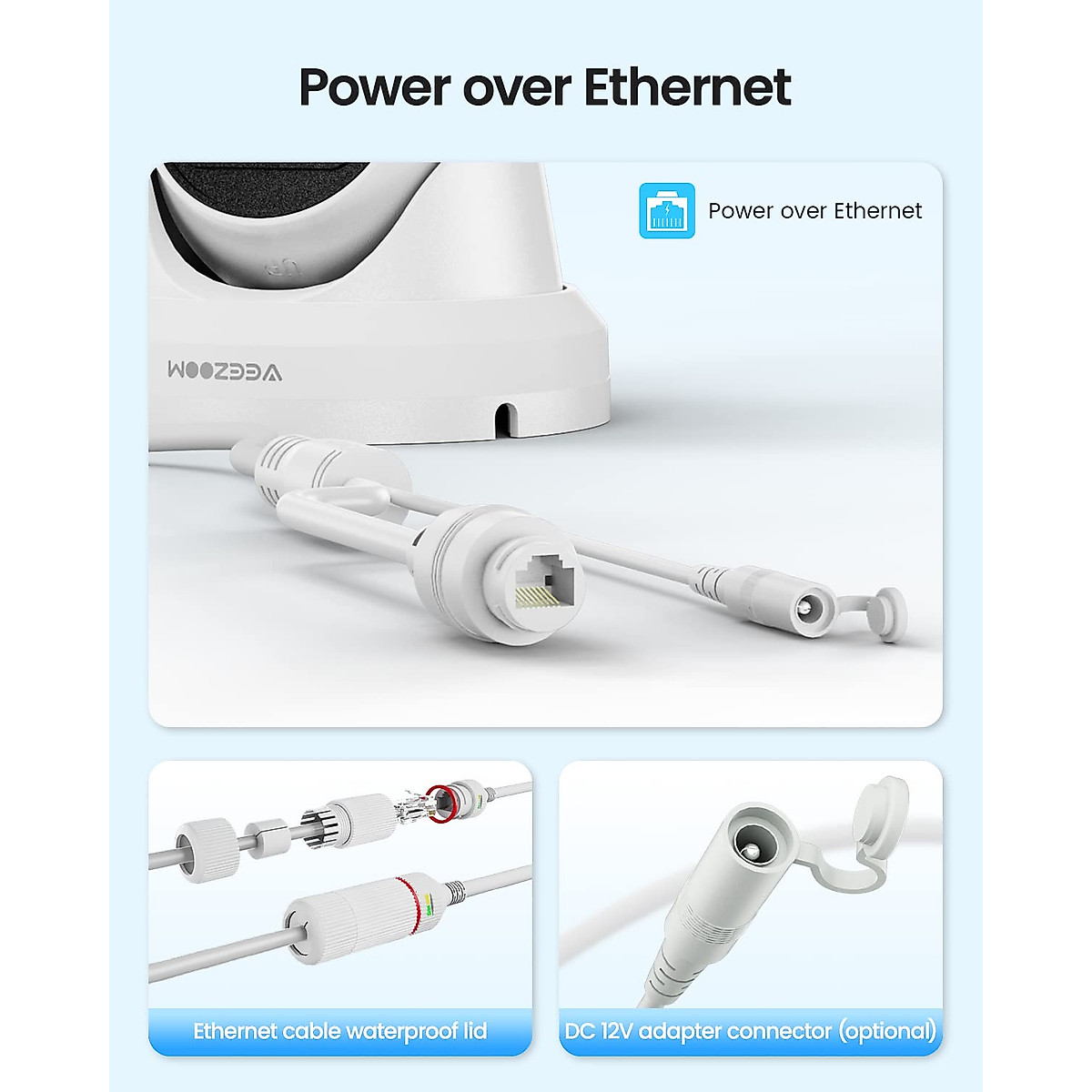 Veezoom PoE Camera - IP Security Camera for Full-Color Night Vision Dome Surveillance Cameras Outdoor with AI Detection, 5MP 100Ft IR Night Vision, Support SD Card (Adapter not Included)-WS-N151HZ