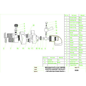 My PlumbingStuff B3100 3 ⅜-Inch Centers Clawfoot Tub Faucet with Ceramic Cartridges & ¼-Turn Ball-Valve Diverter - Diverter Bathcock - Faucet Replacement - Solid-Brass Chrome-Plated - ¾ Male IPS Inlet