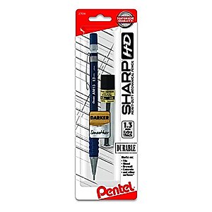 Pentel Sharp HD Mechanical Pencil (1.3mm), Dark Blue Barrel, (1) Super Hi-Polymer Lead Refill (AM13LBP)