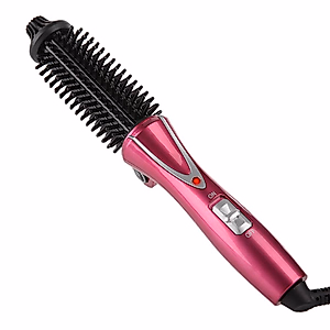 Hair Curler Brush, Professional Curling Iron Brushes Salon Air Paddle Styling Brush Negative Ion Generator Ceramic Lightweight Hot Air Volumize Hair Brush for Volume and Soft Curls(US)