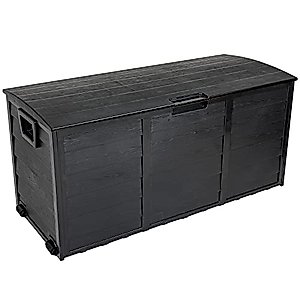 YUSING Deck Box 76 Gallon, Outdoor Storage Box Waterproof with Wheels for Patio Cushion & Pillows, Garden Supplies, Pet Stuff and Pool Accessories