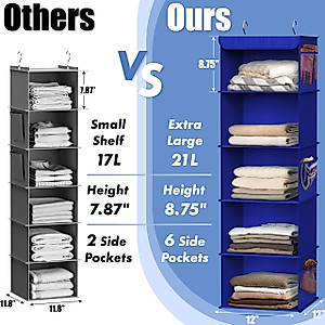 Simple Houseware 5 Shelf Hanging Closet Organizer, Dark Blue