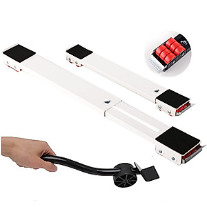 EEUK Adjustable Mobile Washing Machine Stand Base, Extendable Appliance Rollers Mobile Washing Machine Base Furniture Dolly Stand for Refrigerators Dryers Dishwashers, Load of 300 Kg(Color:White)