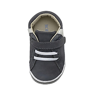 Robeez Baby Boys First Kicks, Adam Grey Leather, 9-12 Months