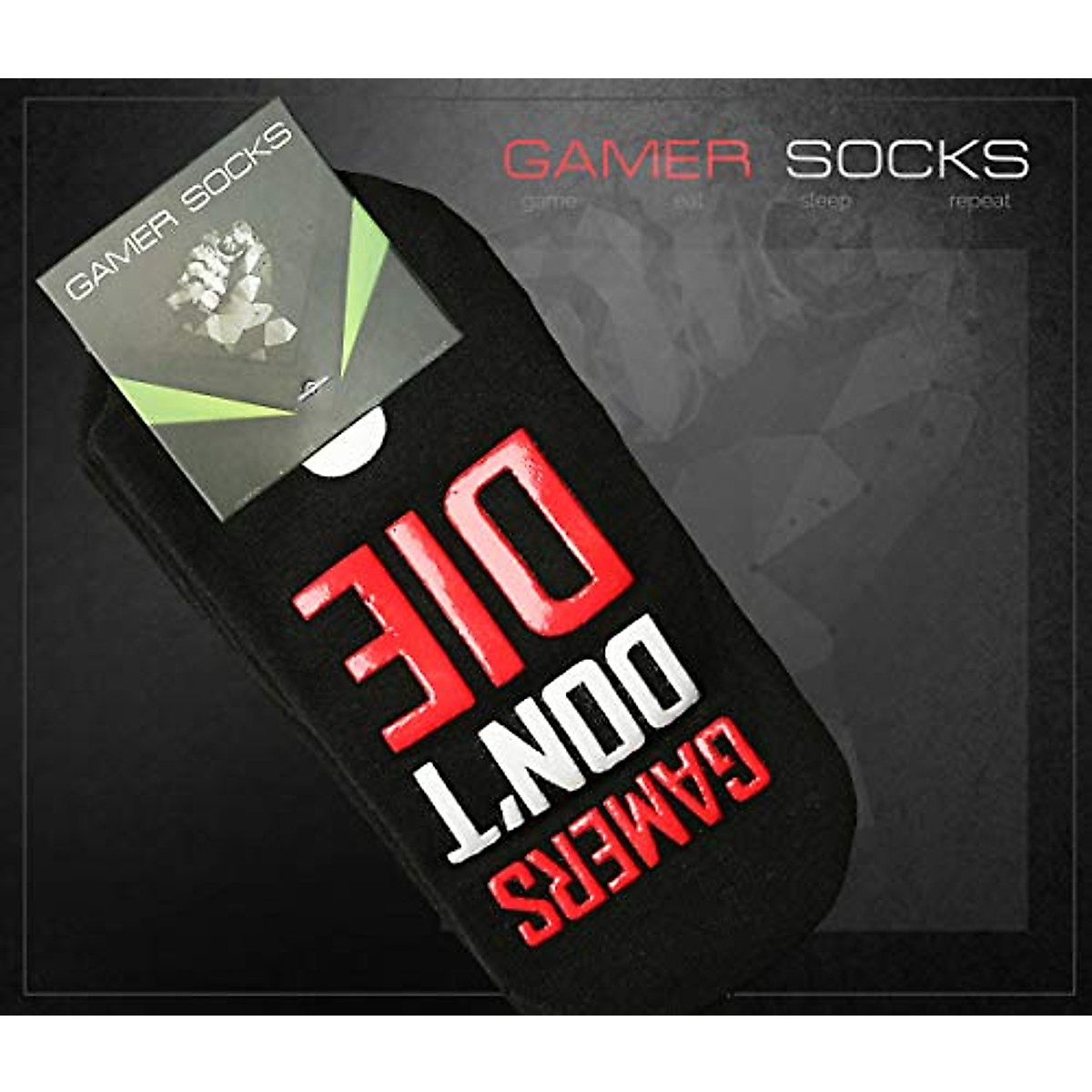 Gamer Socks, Cool Gifts, Fun Socks for Teens, Gaming Presents, Graphic Socks for Teens (Red Respawn)