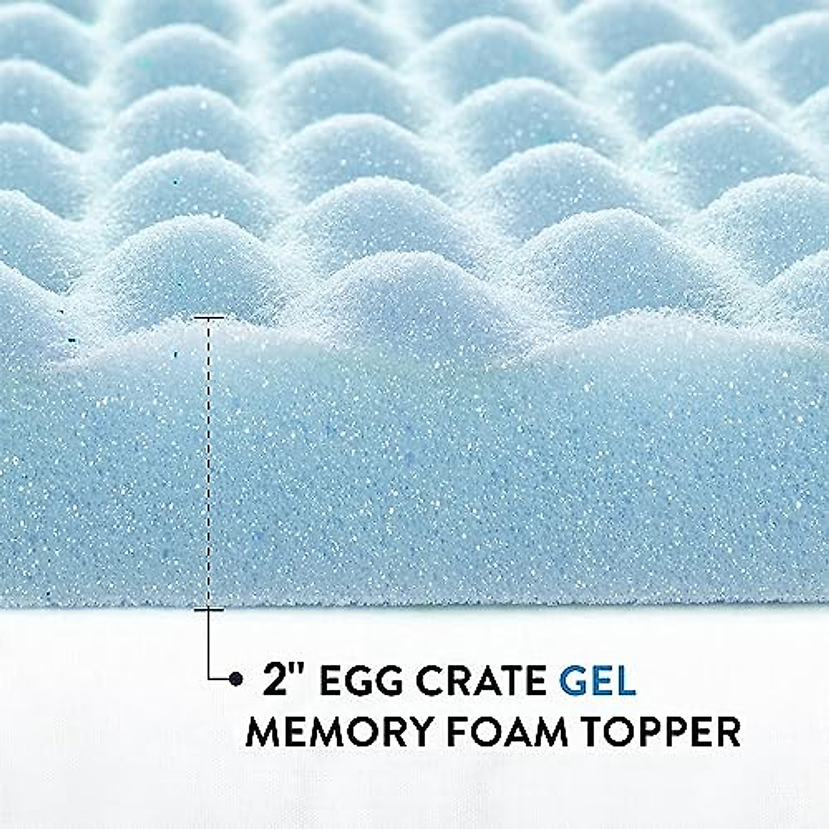 Best Price Mattress 2 Inch Egg Crate Memory Foam, Cooling Gel Infusion, Full Mattress Topper, Blue (ECMF-GM2F)