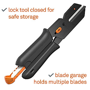 Slice 10479, Edge Cutter, Industrial Grade, Steel Handle, Soft Grips, Ceramic Blade, Finger Friendly, Lasts 11x as Long as Metal, Blade Storage