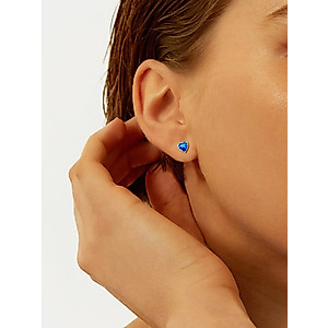 ChicSilver Earrings 925 Sterling Silver Heart Earrings, Crystal March Birthstone Aquamarine Earrings, Gem Stone Light Blue Earrings for Women Sensitive Ears