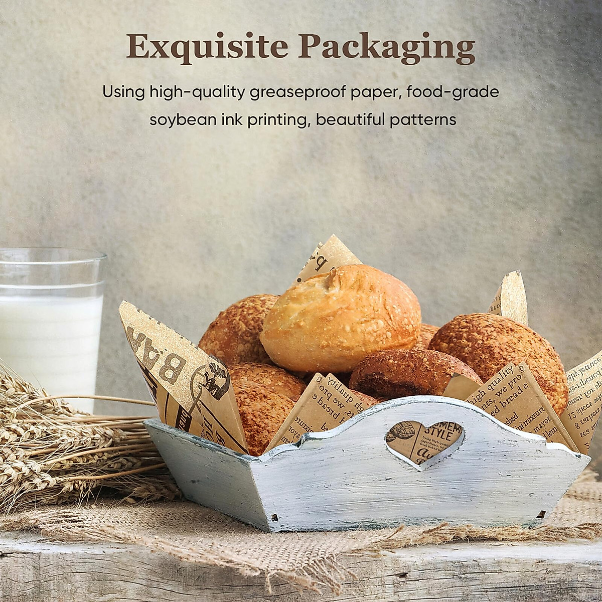 DOITOOL 50Sheets Deli Paper with Newsprint, Newspaper Theme Sandwich Wrapping Papers, Grease Resistant Food Wrap Paper for Home, Kitchen, Wrap Bread, Burger and Sandwich, 10 x 10 Inch