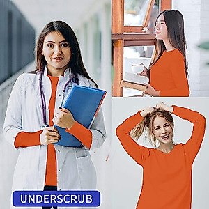 BaHoki Essentials Long Sleeve Undershirts for Scrubs - Great Stretch Shirts - 5 Pack Black