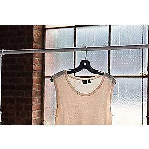 NAHANCO 2505MG Plastic Shirt Hanger, Middle Heavy Weight, 17", Black with Molded Rubber Grippers and Chrome Hook, Black (Pack of 100)