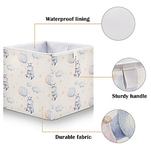WELLDAY Storage Basket Hippo Foldable 15.8 x 10.6 x 7 In Cube Storage Bin Home Decor Organizer Storage Baskets Box for Toys, Books, Shelves, Closet, Laundry, Nursery