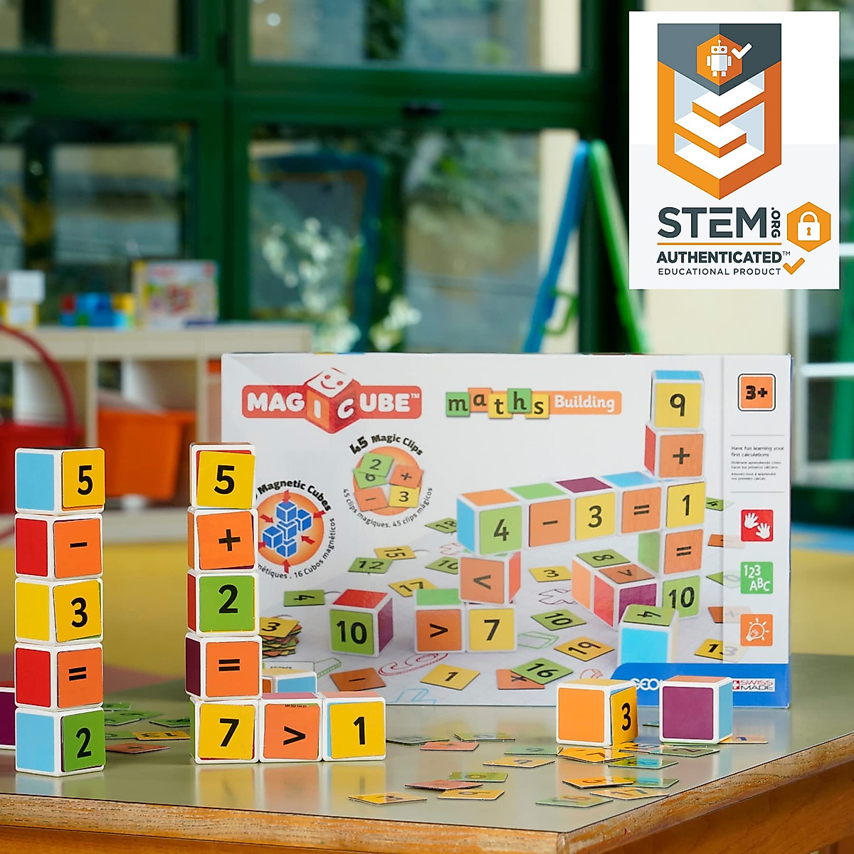 Geomag Magnetic Toys | Magnets for Kids | Magicube Math Building Fun | Magnet Cubes and Number Clips Set | STEM Learning | Swiss-Made | Ages 3+