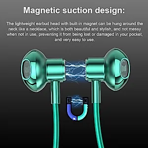 Bluetooth Headphones Neckband with 100 Hours Playtime Support 64G TF Card Wireless Neck Headphones Built-in Noise Cancelling Mic Earbud Neckband IPX5 Waterproof Two Ways in-Ear Earphones (Green)