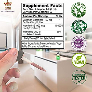 ZETOX | Easy to Take Liquid Zeolite Suspension with B-12 & D3 | Natural Energy & Immune System Booster that Supports Daily Detox & Optimal pH | Max Absorption Alkaline Drops (60 Servings)