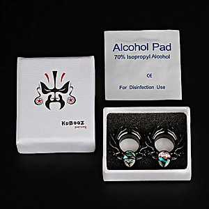 KUBOOZ(1 Pair Black Sea-shell Forest Antlers Slivery Opal Ear Plugs Tunnels Gauges Stretcher Piercings