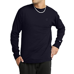 Champion, Classic Long Sleeve, Comfortable, Soft T-Shirt for Men (Reg. or Big & Tall), Black, Large