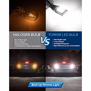 Yorkim 921 LED Bulb 6000K White 921 led reverse lights Bright 21-SMD 2835 Chips Error Free T15 led Backup Light Bulbs 906 904 902 W16W 912 led lights for car, Pack of 2