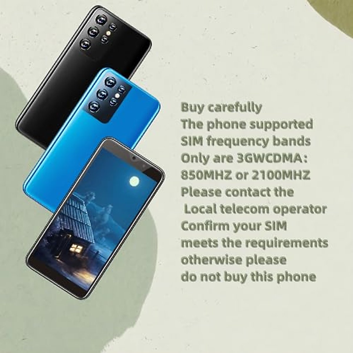 aderroo Unlocked Phone，X10, Android Smartphone，5.72-inch Screen，Front and Rear Cameras，Only Supports Dual SIM Card Frequency Band of 3GWCDMA ：850/1900/2100MHZ，1GB RAM 4GB ROM （Blue）