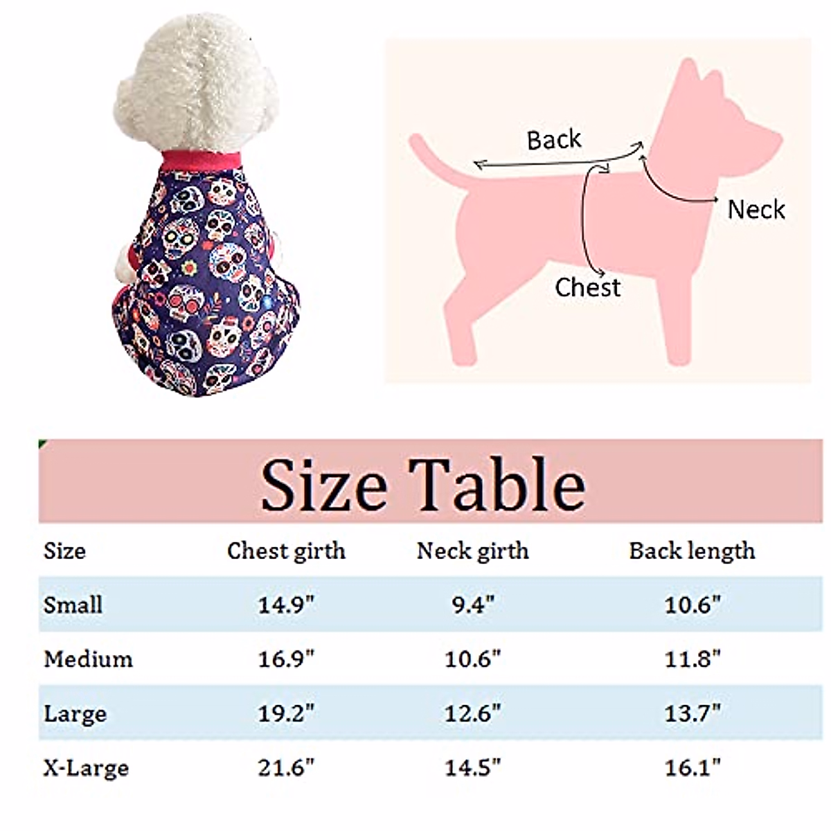Gittcoll Anelekor Halloween Dog Jumpsuit Skull Pet Pajamas for Small Medium Dogs Warm Puppy Onesie Cozy Winter Clothes Pet Costume Apparel for Cats (Skeleton, Small)