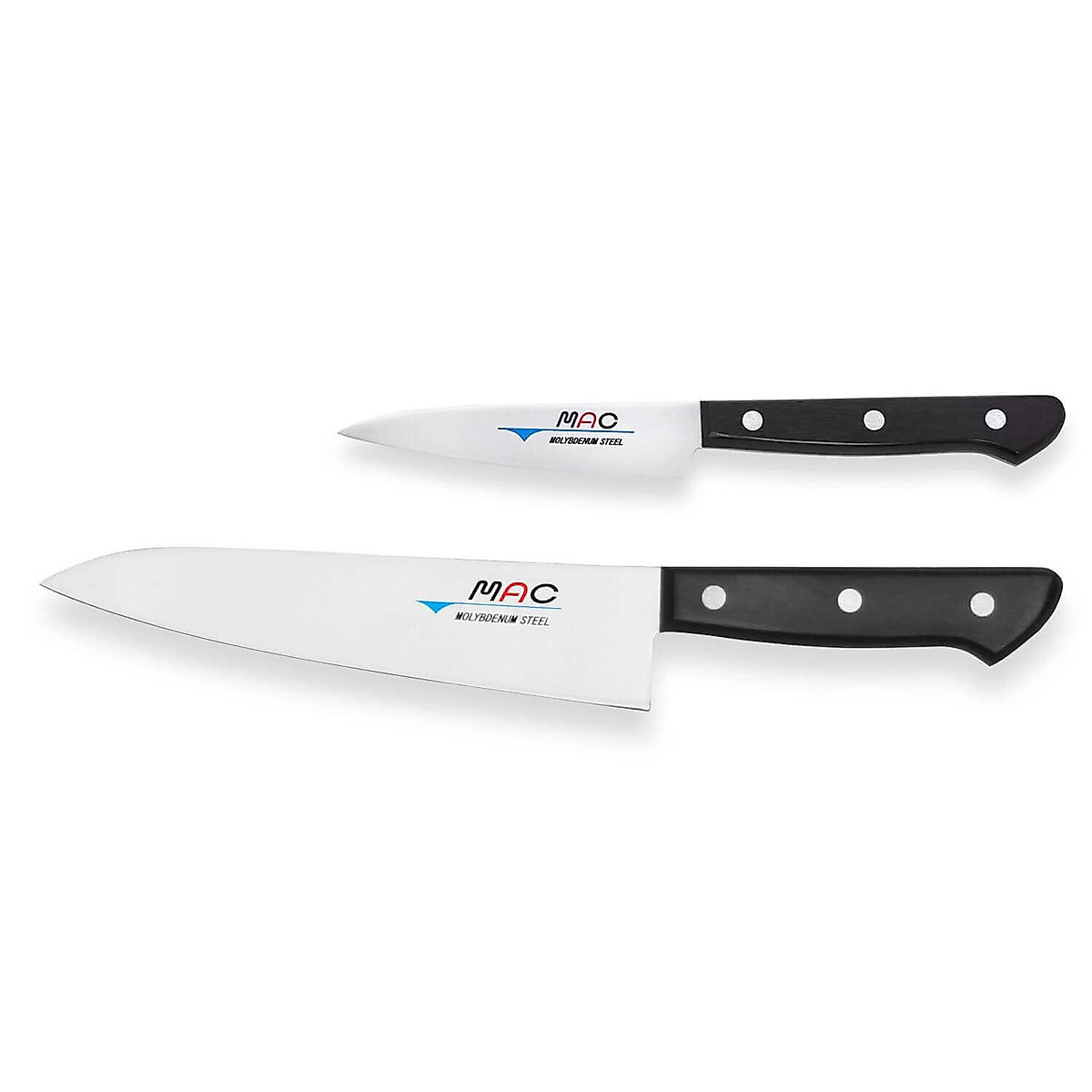 MAC Knife Chef series 2-piece starter knife set H-10, HB-70 Chef series 7.25" Gyutou-style Chef's knife and HB-40 Chef series 4" Paring knife, handcrafted in Seki, Japan