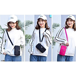 Women Nylon Cell Phone Purse Travel Crossbody Bag Wristband Sport Armband Wallet for Galaxy S10 Plus S9 Plus A50 A7 J7 Star J7 J7 Pro J4, Moto G7 Z4 Z3 G6 E5 Play, HTC U12+, OnePlus 9 (2 Pcs, Purple)