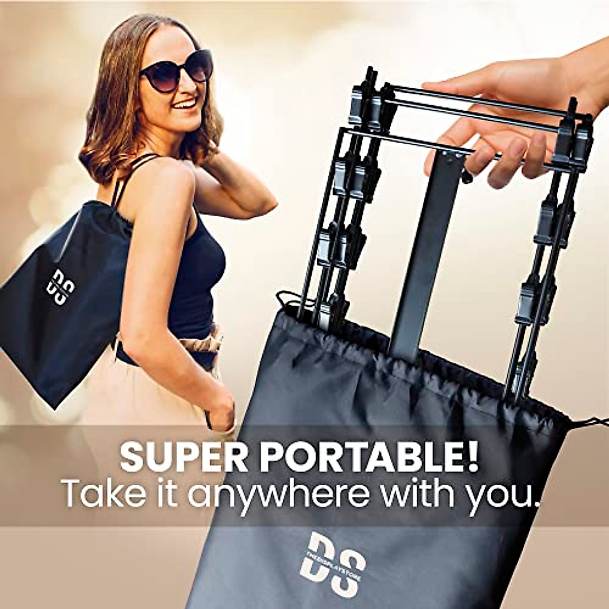 DS THE DISPLAY STORE Potato Chip Rack Display Stand with 32 Clips, 2-Row Chip Stand Display for Party, Countertop Chip Bag Holder, Black Snack Display for Counter, Snack Retail Display Rack