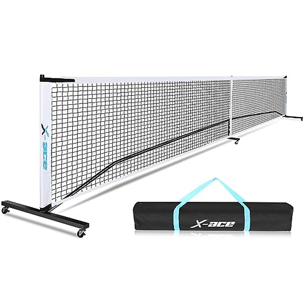 X-ACE Pickleball Net Set with Wheels for Home22FT Regulation Size Portable Pickleball Net for Driveway,Steady Matte Steel Frame (Net with Wheels)