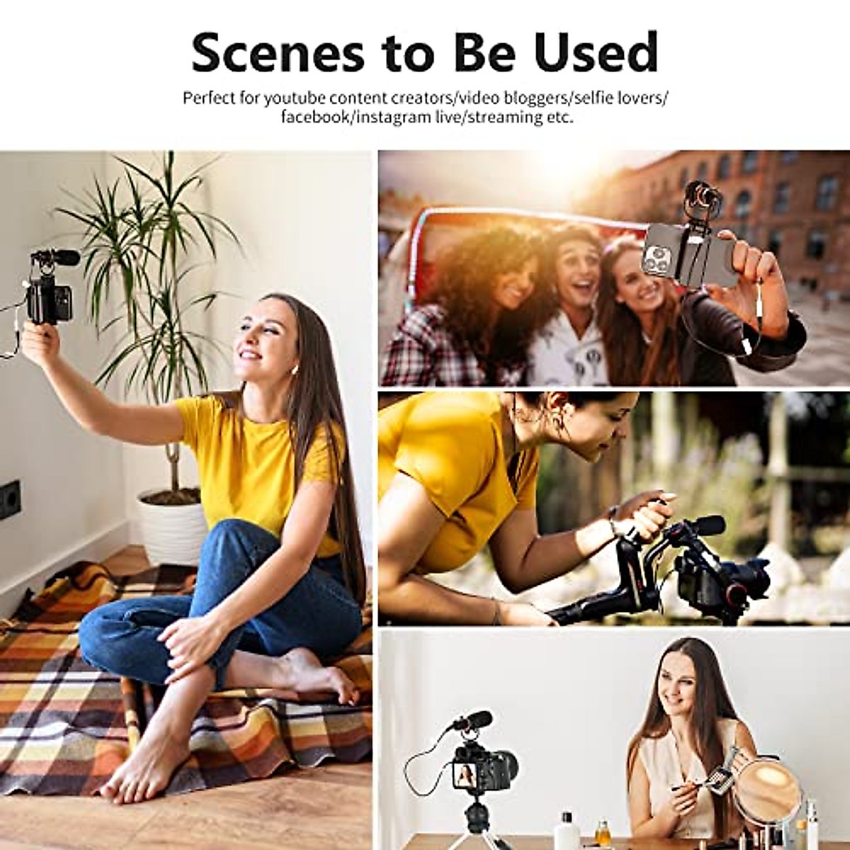 Neewer Video Microphone for Phone, On Camera Mic Kit with Black Pro Shock Mount Compatible with iPhone Android Smart Phones DSLR Camera Tablet (iPhone Adapter Not Included), CM14 PRO