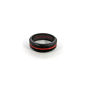 AERA CUSTOM ENGRAVED Thin Red Line Silicone Wedding Ring - Personalize Any Text, Symbol, Image - SHIPS NEXT DAY
