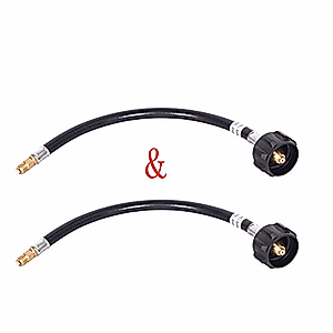 GGC 1 Feet RV Propane Pigtail Hose QCC1 Connector with 1/4'' Inverted Male Flare (2PCS)