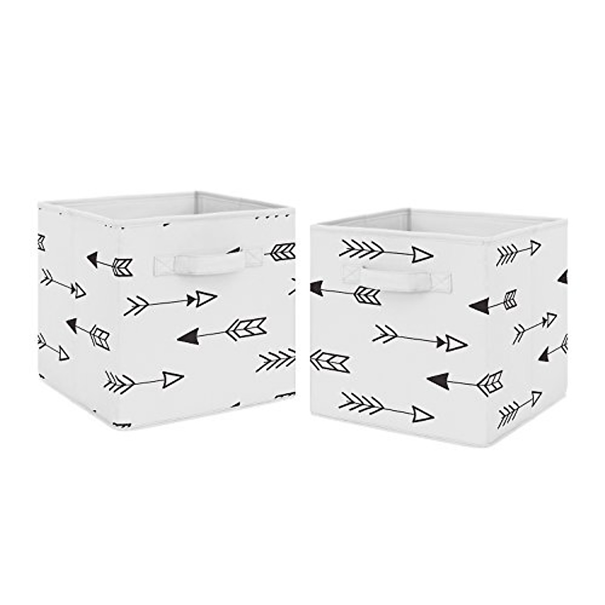 Sweet Jojo Designs Black and White Arrow Foldable Fabric Storage Cube Bins Boxes Organizer Toys Kids Baby Childrens for Fox and Arrow Collection Set of 2