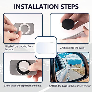 Blind Spot Mirror, Amfor HD Glass Convex Lens Frameless Adjustable Blind Spot Mirror for All Universal Vehicles Car Stick-on Design (2 PCS) (Rectangle)