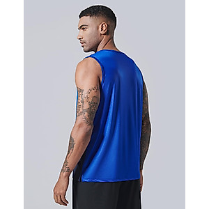 Liberty Imports Pack of 5 Men's Stretch Cool Dry Muscle Tank Tops Athletic Crewneck Sleeveless Workout Shirts (Black/White/Gray/Gradient Red/Gradient Blue, Medium)