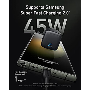 45W USB C Super Fast Charger, 313 Charger, Anker Ace Foldable PPS Fast Charger Supports Super Fast Charging 2.0 for Samsung Galaxy S23 Ultra, S23+/S23/S22/S21/S20/Note 20/Note 10, Cable Not Included