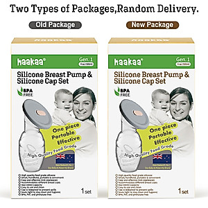 haakaa Manual Breast Pump Breastfeeding Pump with Food Grade Silicone Cap (Gray) 4oz/100ml