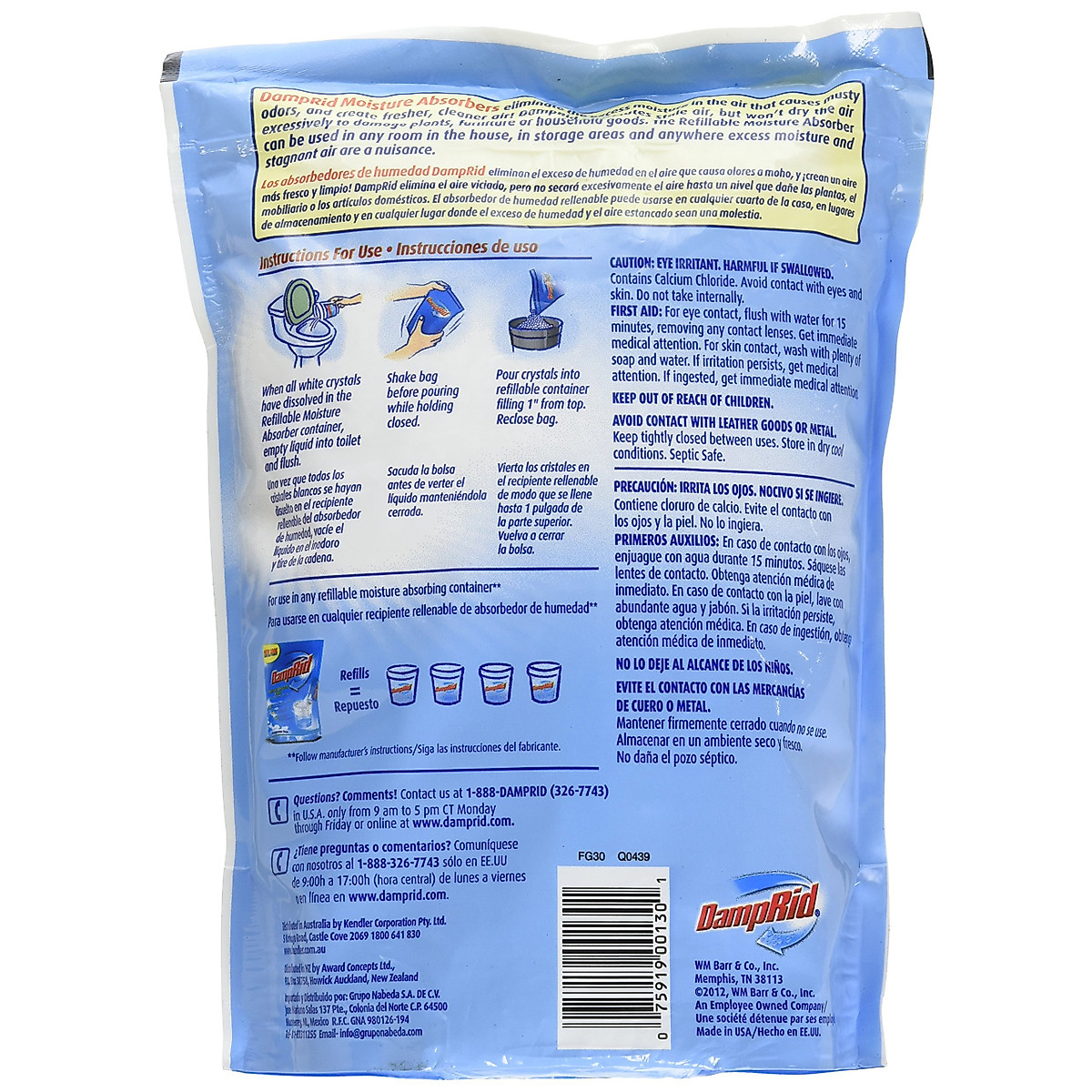 DampRid Moisture Absorber 42oz Refill Bag Fragrance Free (Pack of 3)