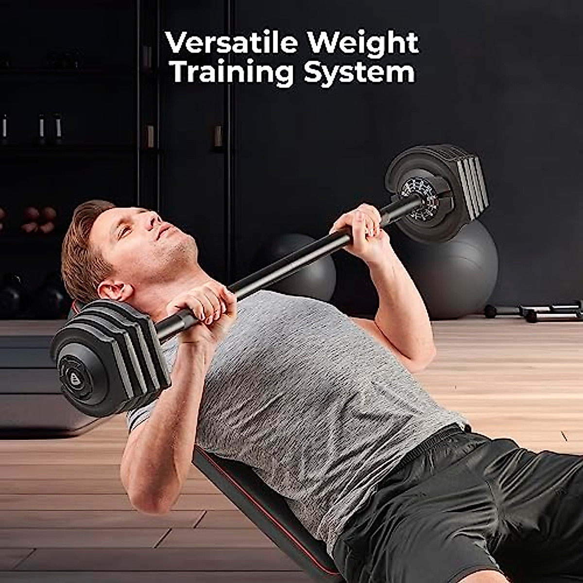 Lifepro 3-In-1 Weight Lifting System - 2 to 43 Lbs Kettlebell, Dumbbell, & Barbell Adjustable Weights Set for Home Gym - Versatile & Compact Weight Sets for Home Workout - Interchangeable Grip System