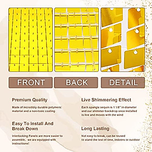 Ayfjovs 24 PCS Gold Shimmer Wall Panels Sequin Shimmer Wall Backdrop, Gold Back Drops Pack for Party Decorations Birthday Wedding & Engagement Anniversary Home Decor