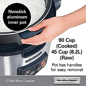 Hamilton Beach Commercial 90 Cup Rice Cooker, Warmer, Stainless Steel (37590)