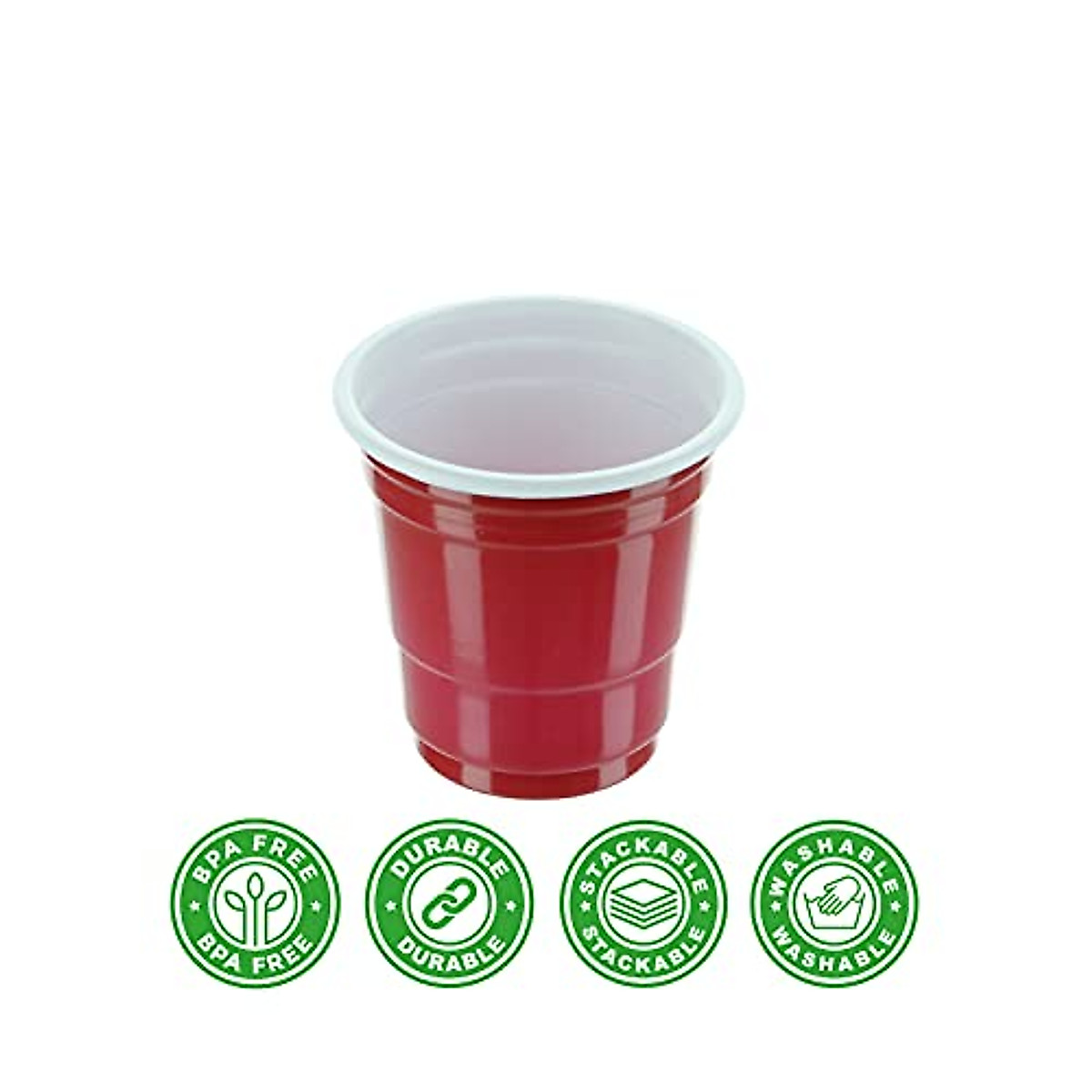 PARTY BARGAINS 2oz Plastic Shot Glasses - (120 Pack) Mini Red Disposable Plastic Shot Cups, Jello Shots, Perfect Size for Serving Condiments, Snacks, Samples and Tastings