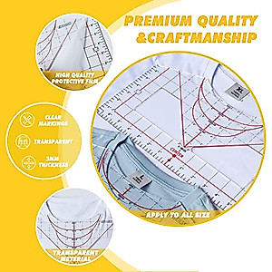 Tshirt Ruler Guide for Vinyl Alignment,T Shirt Ruler to Center Design,Tshirt Measurement Tool with Heat Tape ,Sublimation,Heat Transfer,Acrylic Ruler for All Size,Heat Press Accessories