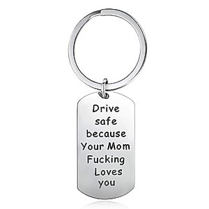 KOORASY Inspirational Birthday Keychian From Mom for Son Daughter Drive Safe Keychains Anniversary Keyring
