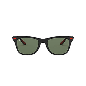 Ray-Ban RB4195M Scuderia Ferrari Collection Square Sunglasses, Matte Black/Dark Green, 52 mm