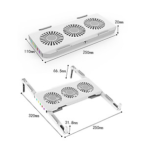 Mikikit Cooling Base Laptop Stand Holder Laptop Ventilated Support Computer Mount USB Laptop Cooler Led Laptop Stand Cooler Laptop Led Stand Laptop Cooler Stand White Cooling Pad Air Abs