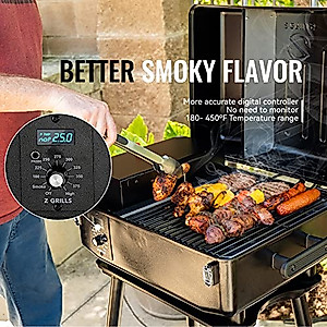 Z GRILLS ZPG-200A Portable Wood Pellet Grill & Smoker 8 in 1 BBQ Grill Digital Control System, 202 Sq in Black