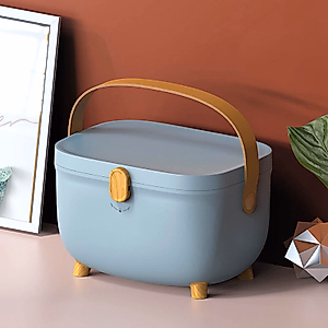 TOWEBOORY Medicine Storage Box,Oval Medicine Box Organizer Storage, Plastic Medical Storage Containers, Oval Double Layers Multi Grid Large Capacity Medical Box Organizer for Home Dorm (Glacier Blue)